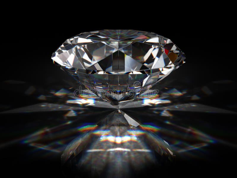 Shiny Diamond Isolated on Black Background Stock Illustration ...