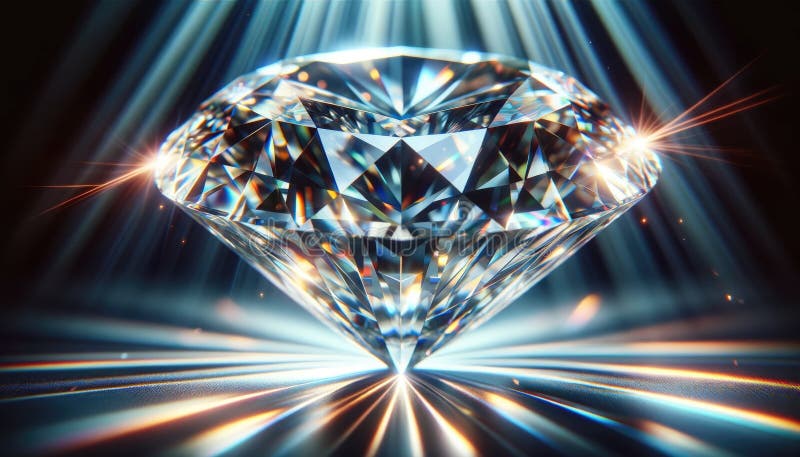 Brilliant Diamond Reflecting Light with Spectacular Rays and Sparkles ...