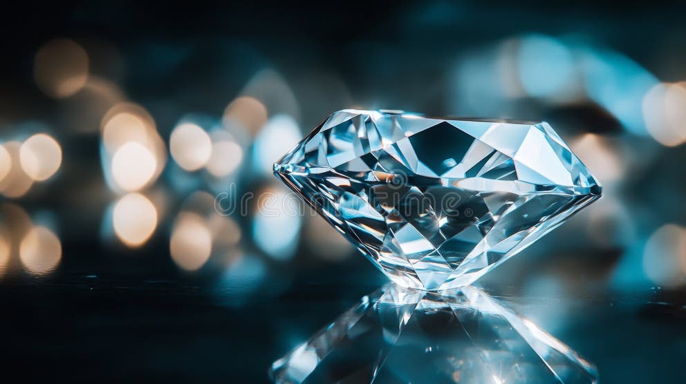 A Brilliant Diamond Reflects Light and Sparkle Stock Photo - Image of ...