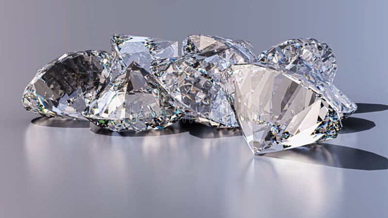 Brilliant Diamonds Closeup - 3D Illustration Stock Illustration ...