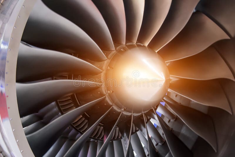 Brilliant Engine Jet Large Blades on an Airplane Turbine Stock Photo ...