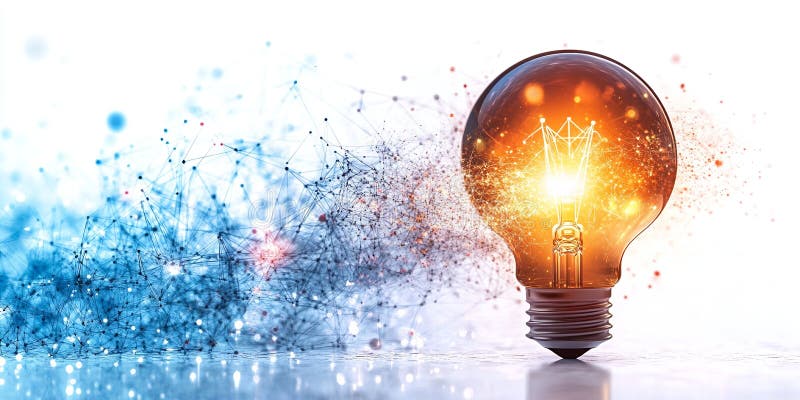 Brilliant Glowing Lightbulb Idea Network Digital Innovation Technology ...