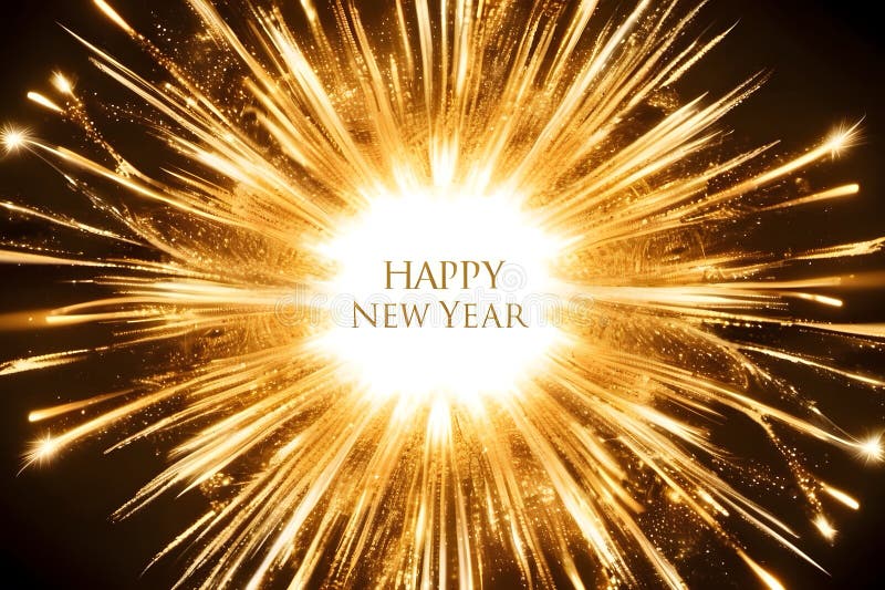 A Brilliant Golden Firework Exploding Against a Black Background As a ...