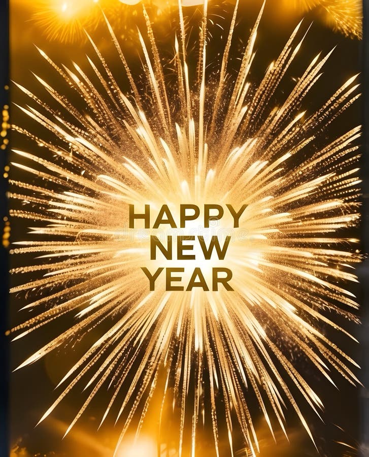 A Brilliant Golden Firework Exploding Against a Black Background As a ...