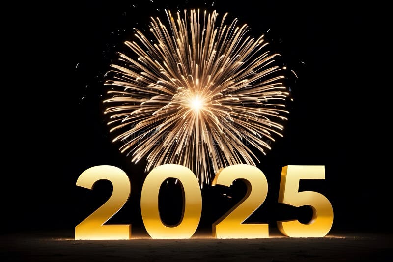 A Brilliant Golden Firework Exploding Against a Black Background As a ...