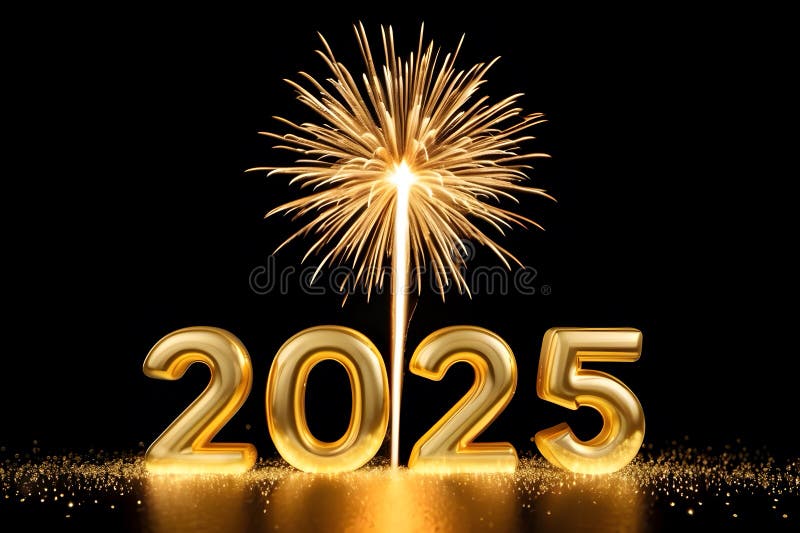 A Brilliant Golden Firework Exploding Against a Black Background As a ...