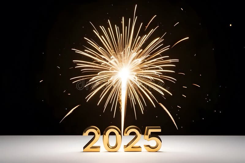 A Brilliant Golden Firework Exploding Against a Black Background As a ...