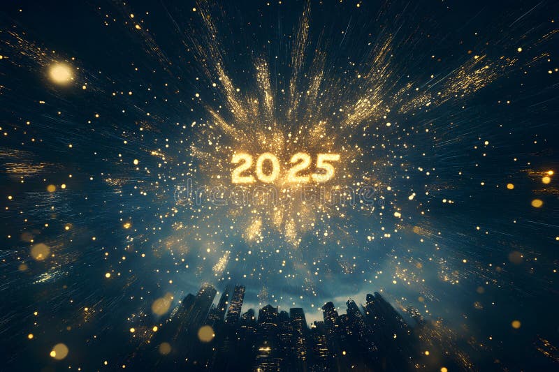 A Brilliant Golden Firework Exploding Against a Black Background As a ...