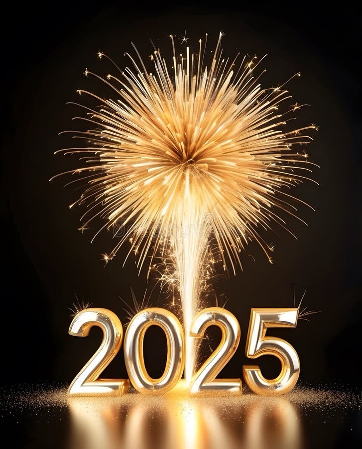 A Brilliant Golden Firework Exploding Against a Black Background As a ...