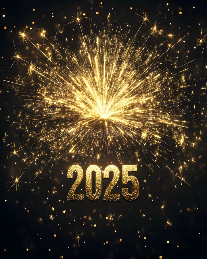 A Brilliant Golden Firework Exploding Against a Black Background As a ...