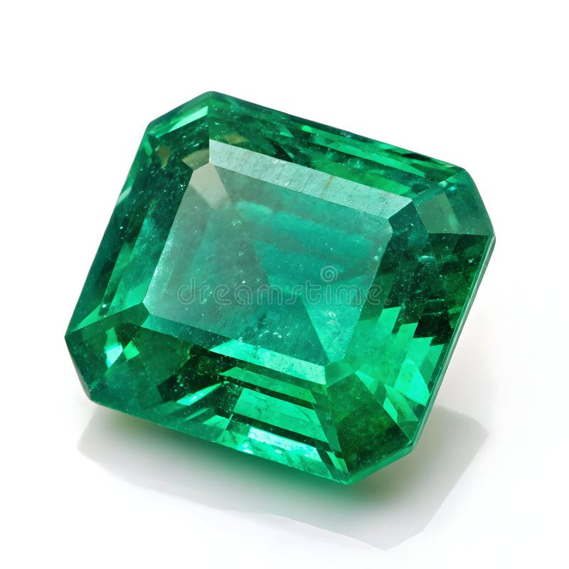 Brilliant Green Emerald Gemstone Isolated on Clean White Stock ...
