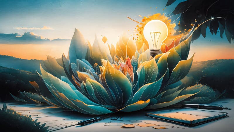 Brilliant Idea, Lightbulb Emerging from a Flower, High Quality Image ...