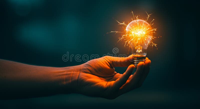 Brilliant Idea Lightbulb Spark Concept Image Stock Illustration ...