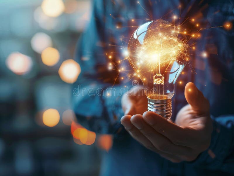 Brilliant Ideas Shine in Your Grasp Stock Illustration - Illustration ...