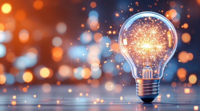 Brilliant Light Bulb with Sparkling Firework Inside, Idea Concept Stock ...