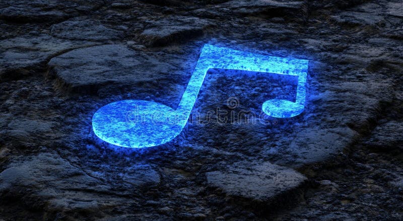 A Brilliant Music Note Illuminates a Dark, Textured Backdrop, Producing ...
