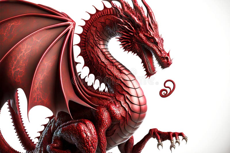 Brilliant Mystical Character Red Dragons Isolated on White Background ...