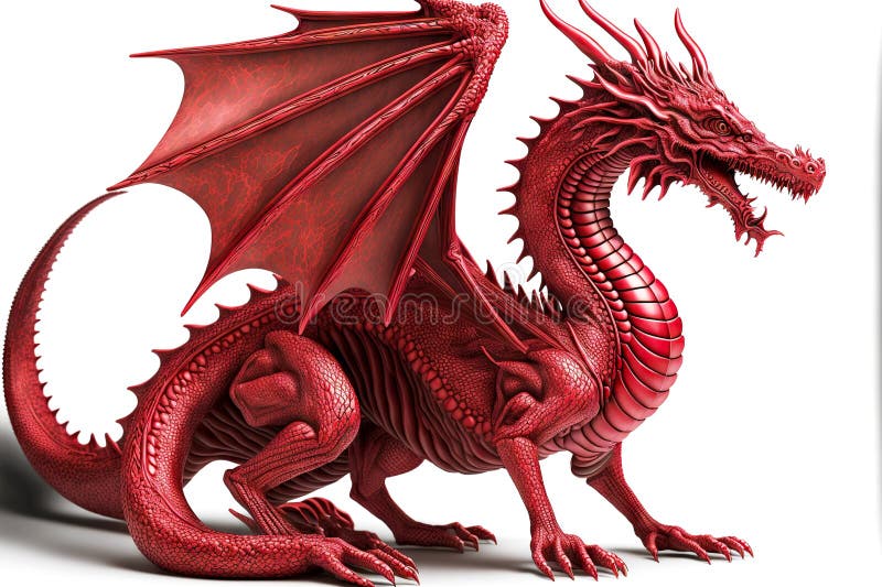 Brilliant Mystical Character Red Dragons Isolated on White Background ...
