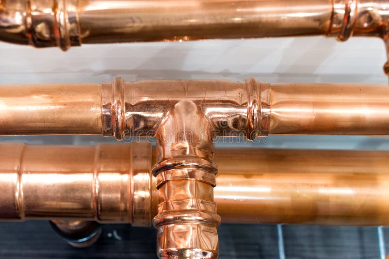 Brilliant New Copper Pipes. Stock Image - Image of piping, connector ...