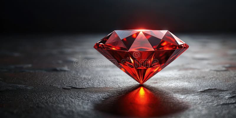 A Brilliant Ruby Gemstone Glows with Intense Red Light on a Dark ...