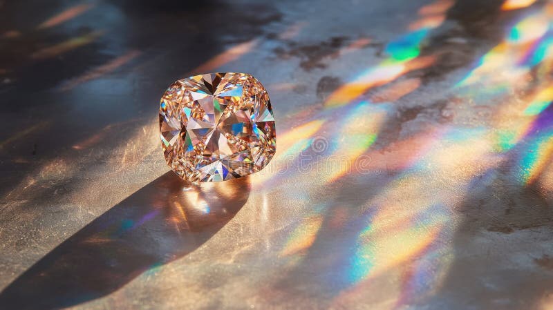Brilliant Solitaire Diamond with Prism Light Reflections on a Dark ...