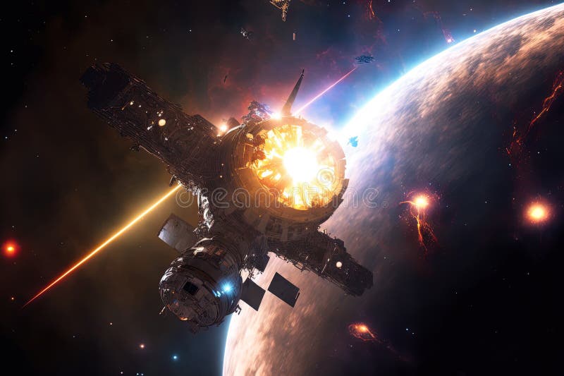 A Brilliant Star Lighting Up a Space Station & X28; Science Fiction ...