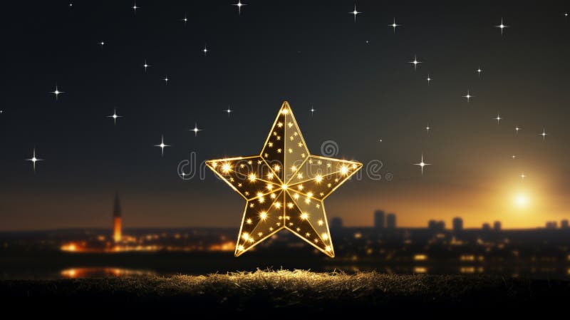Brilliant Star Shining Brightly Against a Dark Night Sky with Subtle ...