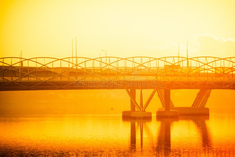 Brilliant Sun and Bridge editorial stock image. Image of asia - 132490509