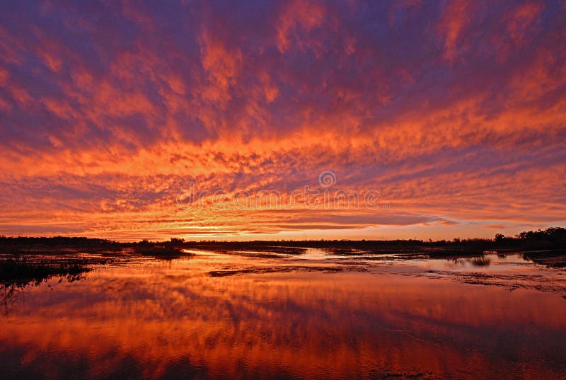 Brilliant Sunset Over Wetland Marsh Stock Image - Image of coastal ...