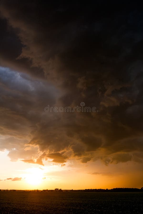 Sunset & Clouds Over a Cornfield after a Storm Stock Image - Image of ...