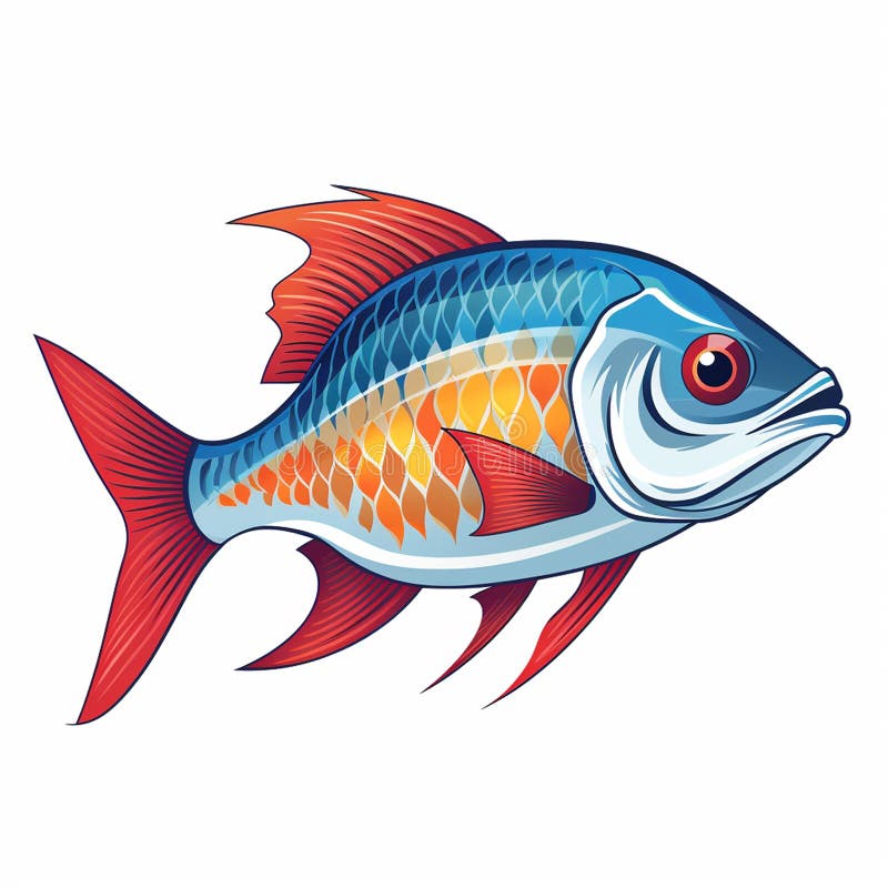 Brilliant Tropical Fish Swimming in Tank Illustration Stock ...