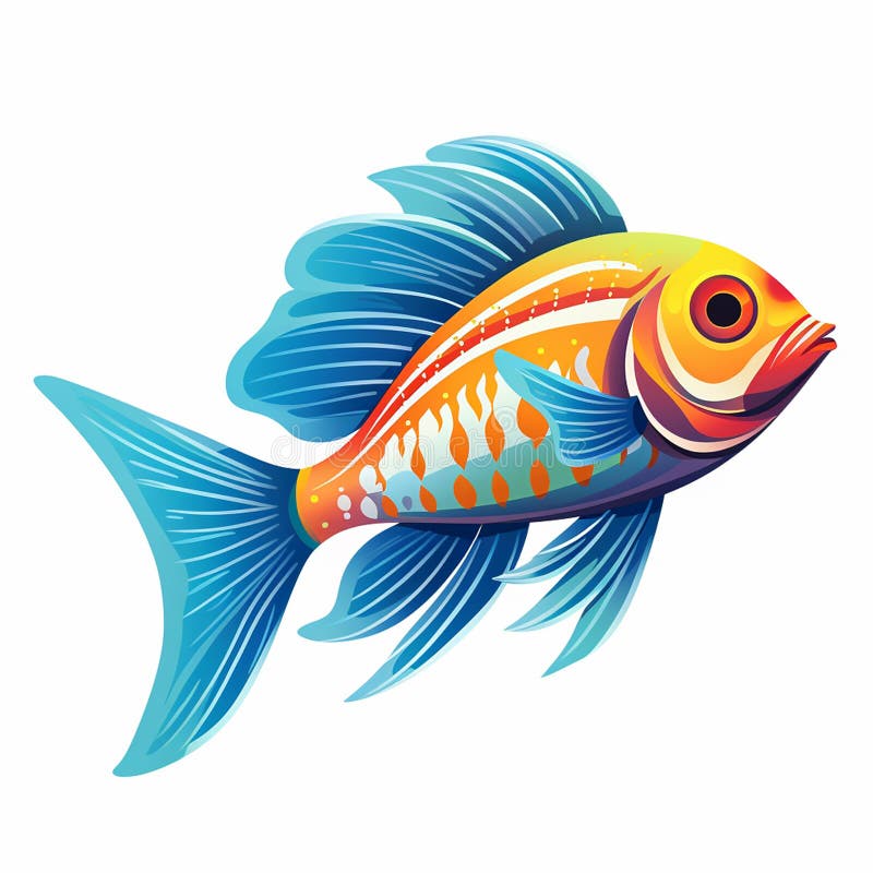 Brilliant Tropical Fish Swimming in Tank Illustration Stock ...