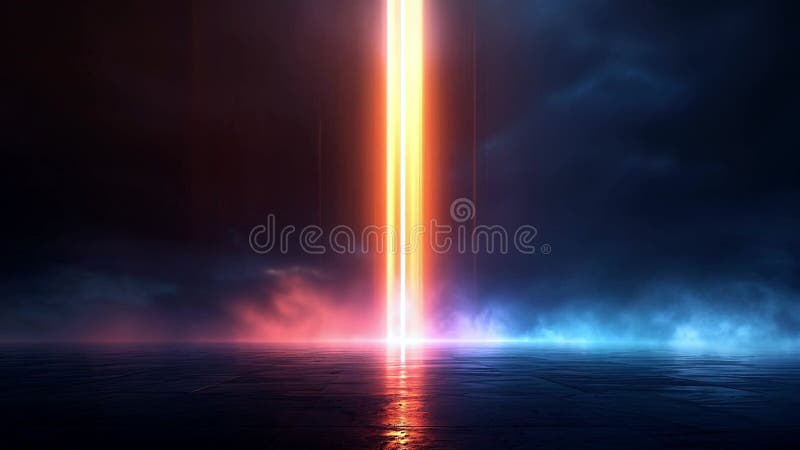 Brilliant Vertical Light Beam: Dynamic Interplay of Rain, Shadows, and ...