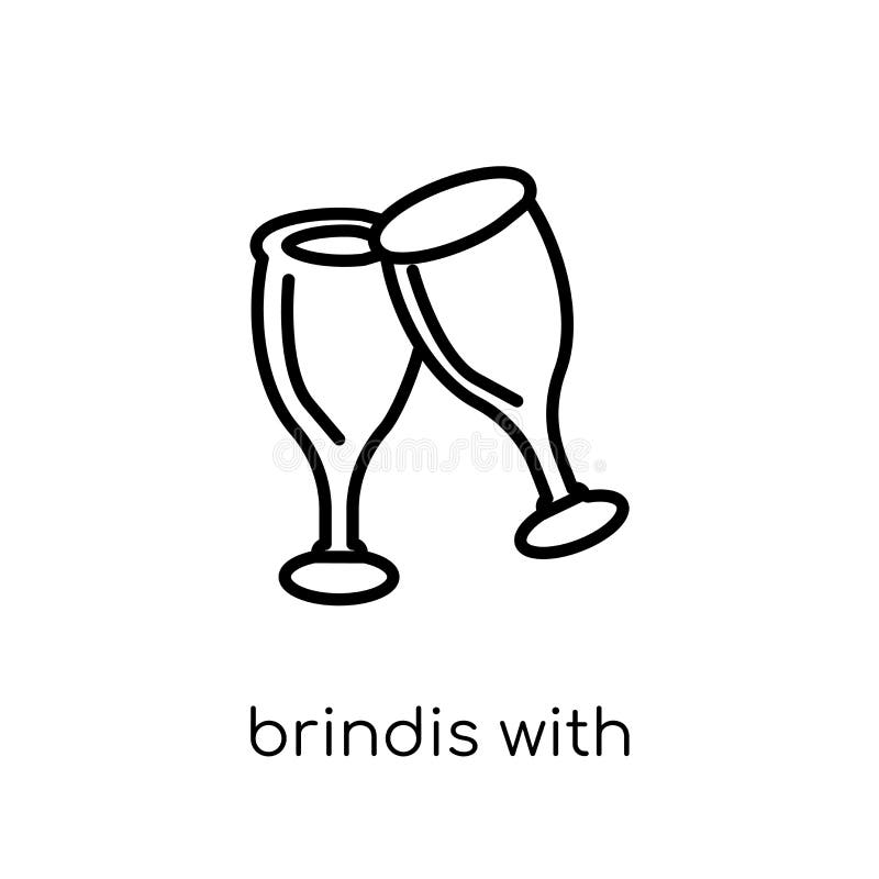 Outline Brindis with Wine Glasses Vector Icon. Isolated Black Simple ...