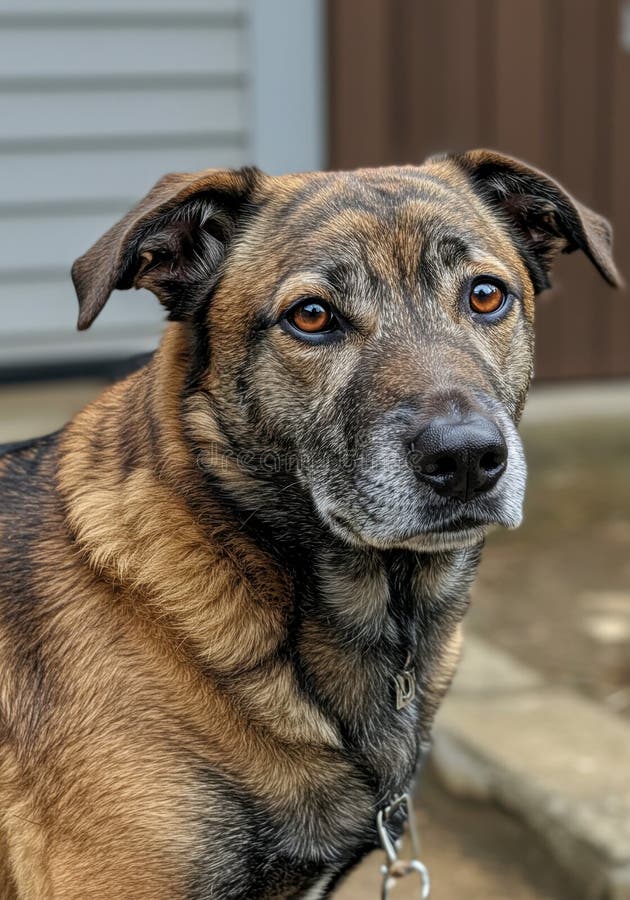 Brindle Dog Portrait Outdoors in Natural Light Stock Illustration ...