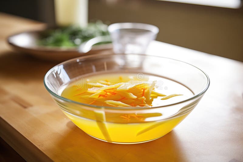 Brine Solution in a Bowl with Cheese Soaking in it Stock Photo - Image ...