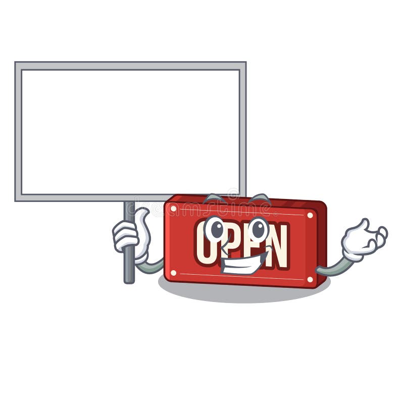 Bring Board Open Sign in the Mascot Shape Stock Vector - Illustration ...