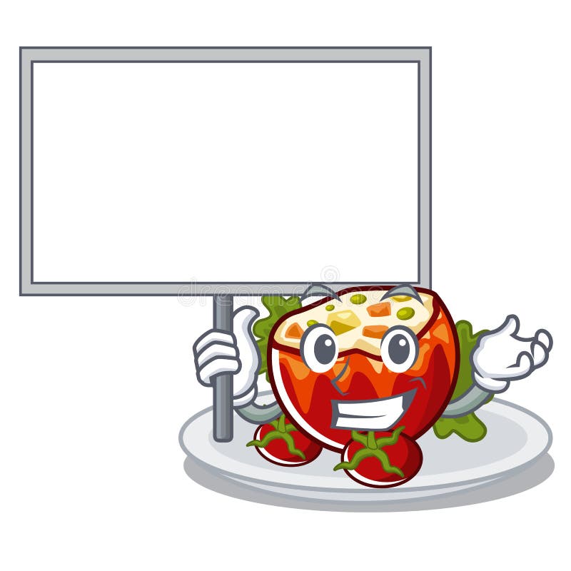 Bring Board Stuffed Tomatoes Put on Character Plates Stock Vector ...