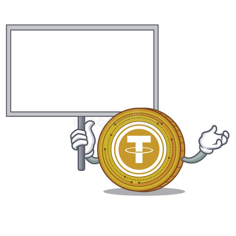 Bring Board Tether Coin Character Cartoon Editorial Stock Image ...