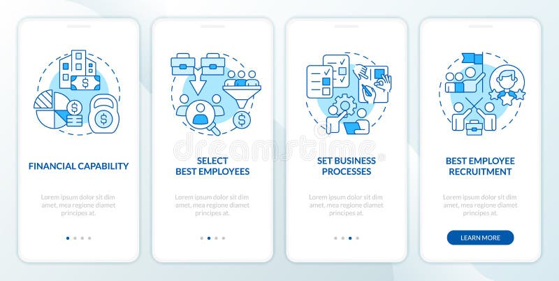 Bring Company Teams Together Blue Onboarding Mobile App Screen Stock Illustration Illustration