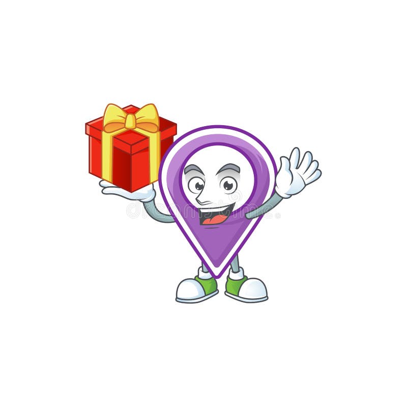 With Gift Map Pointer Navigation Pin Mascot Cartoon Stock Vector ...