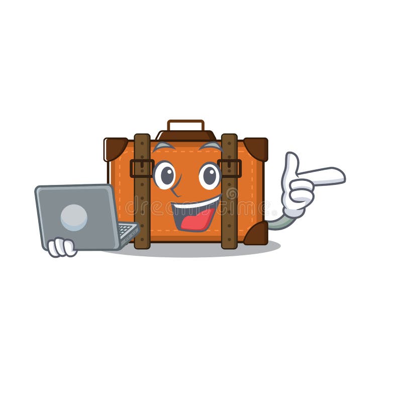 With Bring Laptop Cute Suitcase with the Cartoon Shape Stock Vector ...