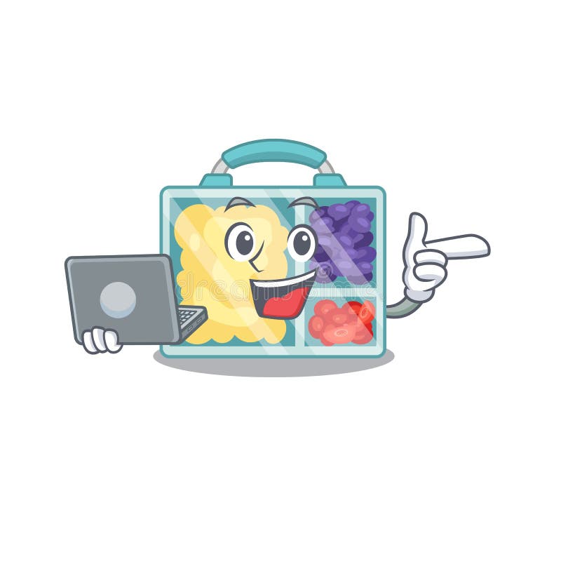 With Bring Laptop Lunch Box Cartoon with the Character Stock Vector ...