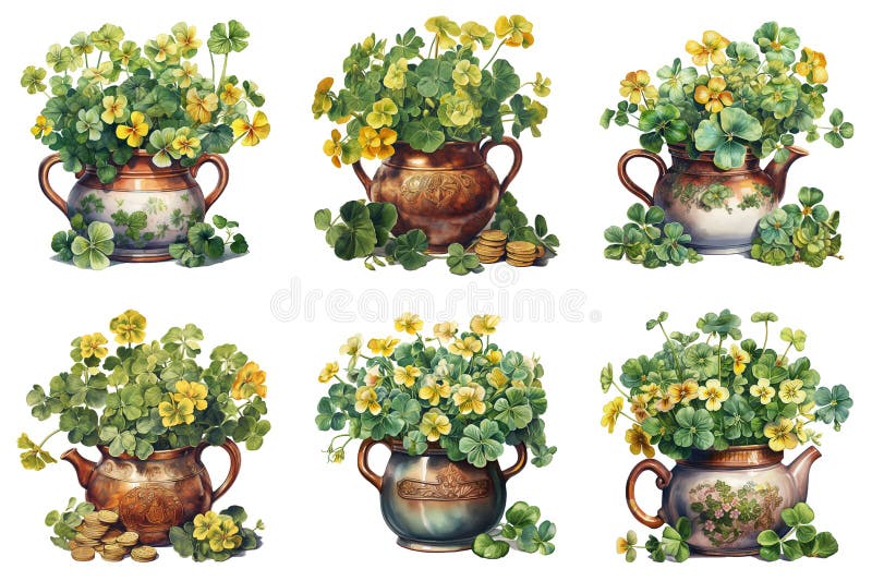 Bring Luck and Cheer with Shamrocks and Coins Stock Photo ...