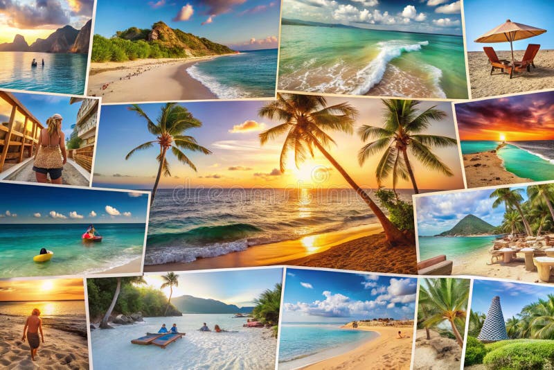 Bringing the Beach Home Collage Stock Illustration - Illustration of ...