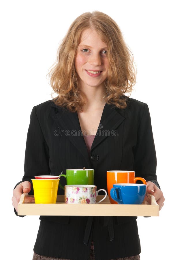 Bringing the Colleagues Coffee Stock Photo - Image of office, crockery ...