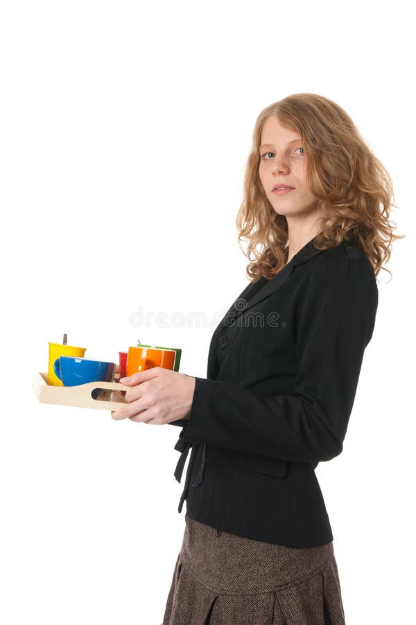 Bringing the Colleagues Coffee Stock Photo - Image of office, tray ...