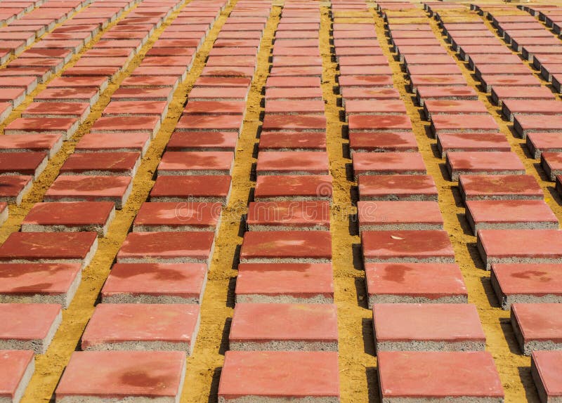 Brique Rouge Pour Le Plancher En Construction Image stock - Image of ...