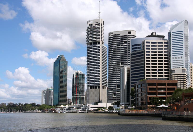 Brisbane City Skyline at Dawn Stock Photo - Image of buildings, dawn ...