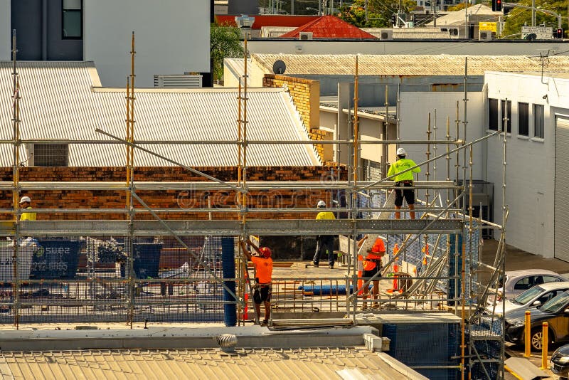 Brisbane, Australia - Construction Workers on a Building Site Editorial ...